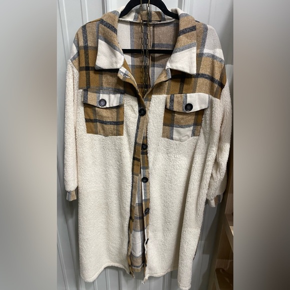 SHEIN | Jackets & Coats | 38 Shein Sherpa And Flannel Duster | Poshmark